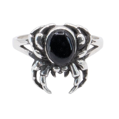 Araña migala de plata con piedra negra - Soul Barcelona